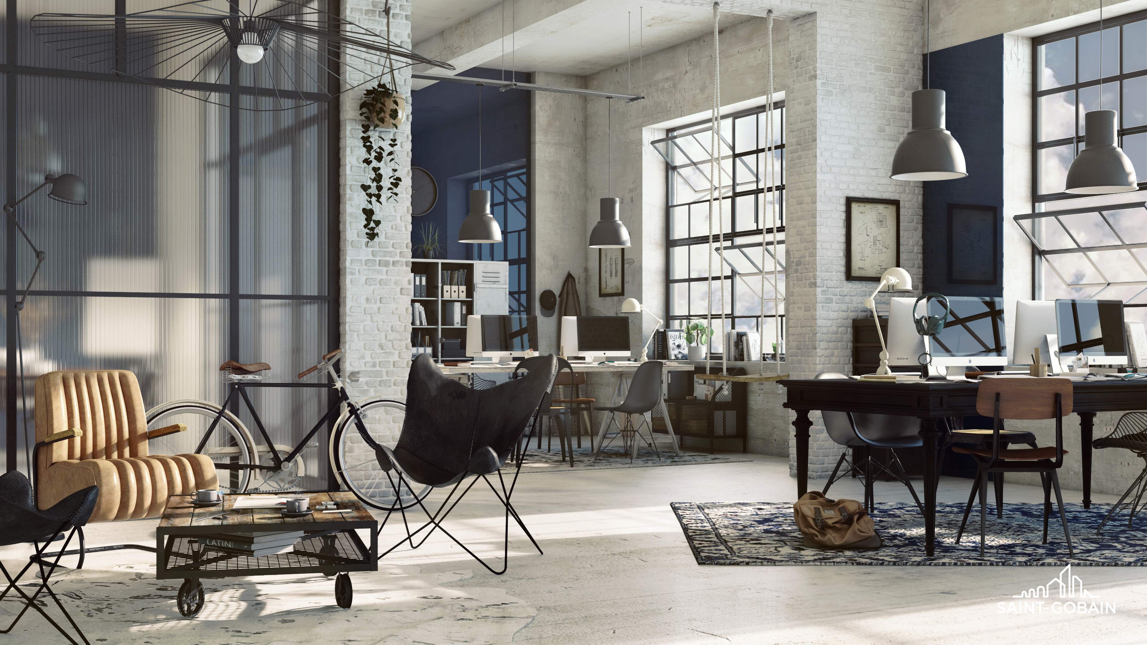 Bureau, Urban, Perspektive 1, Bleu nuit, Master-Ligne | Saint-Gobain Glass