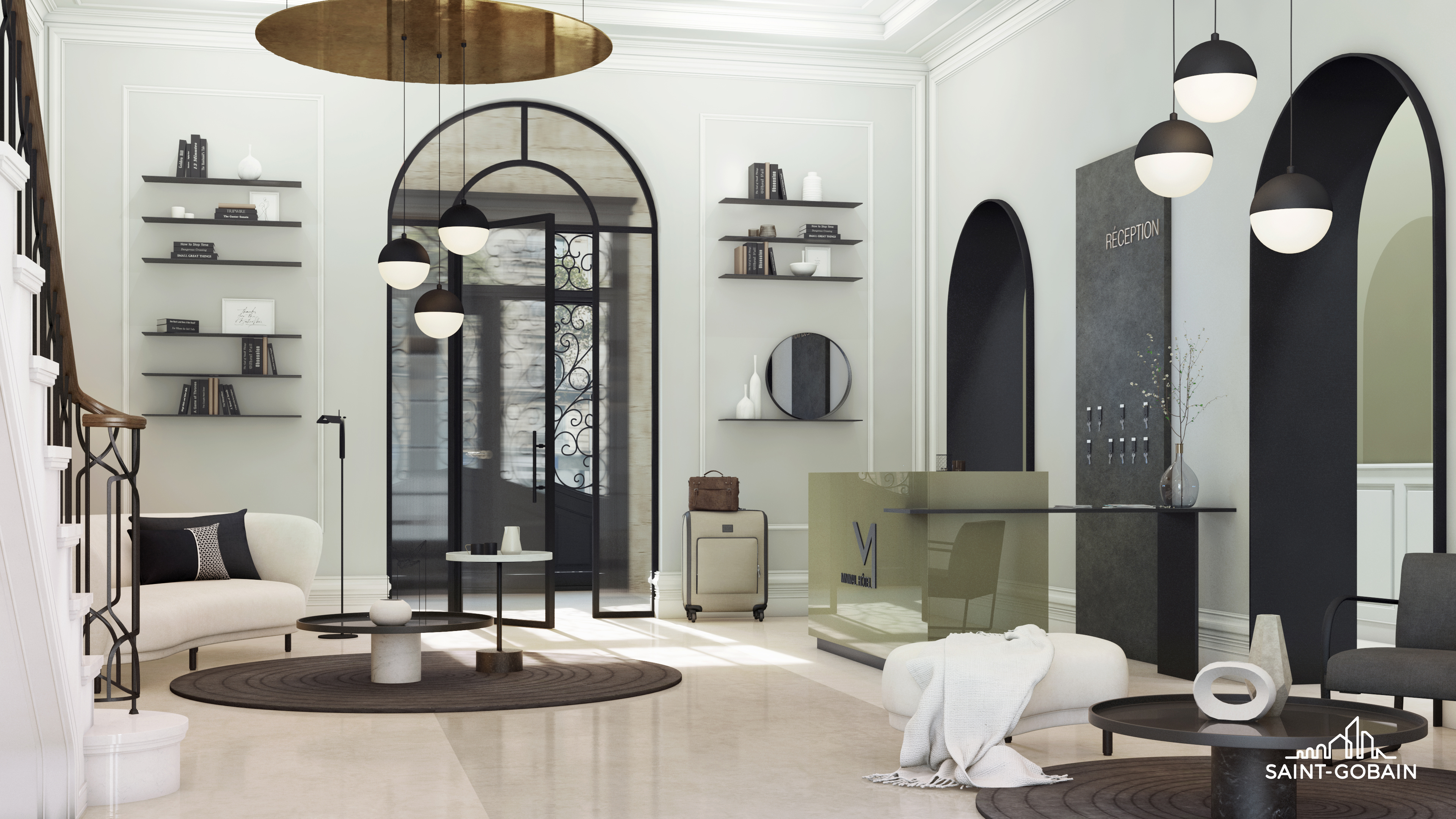Hall d'hôtel, Minimalistic chic, Perspektive 1, Argile, Visio Sun ...